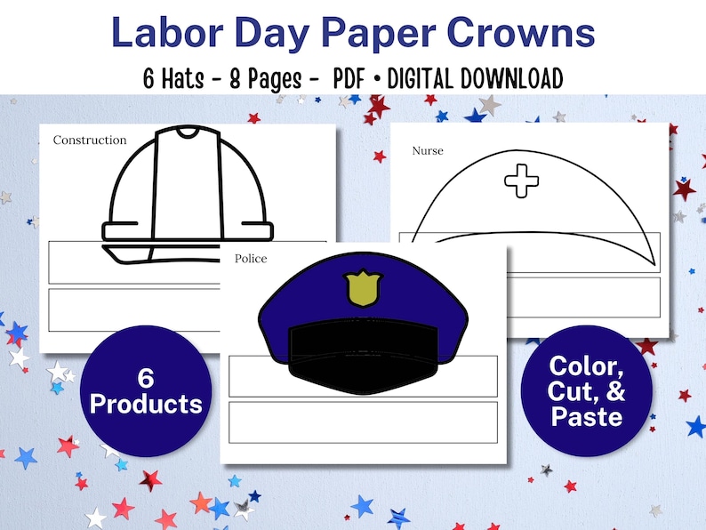 Labor Day Craft for Kids, Labor Day Printable Activity, Paper Crowns ...