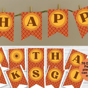 Thanksgiving Pendant Banner, Printable, Thanksgiving Decoration, Happy ...