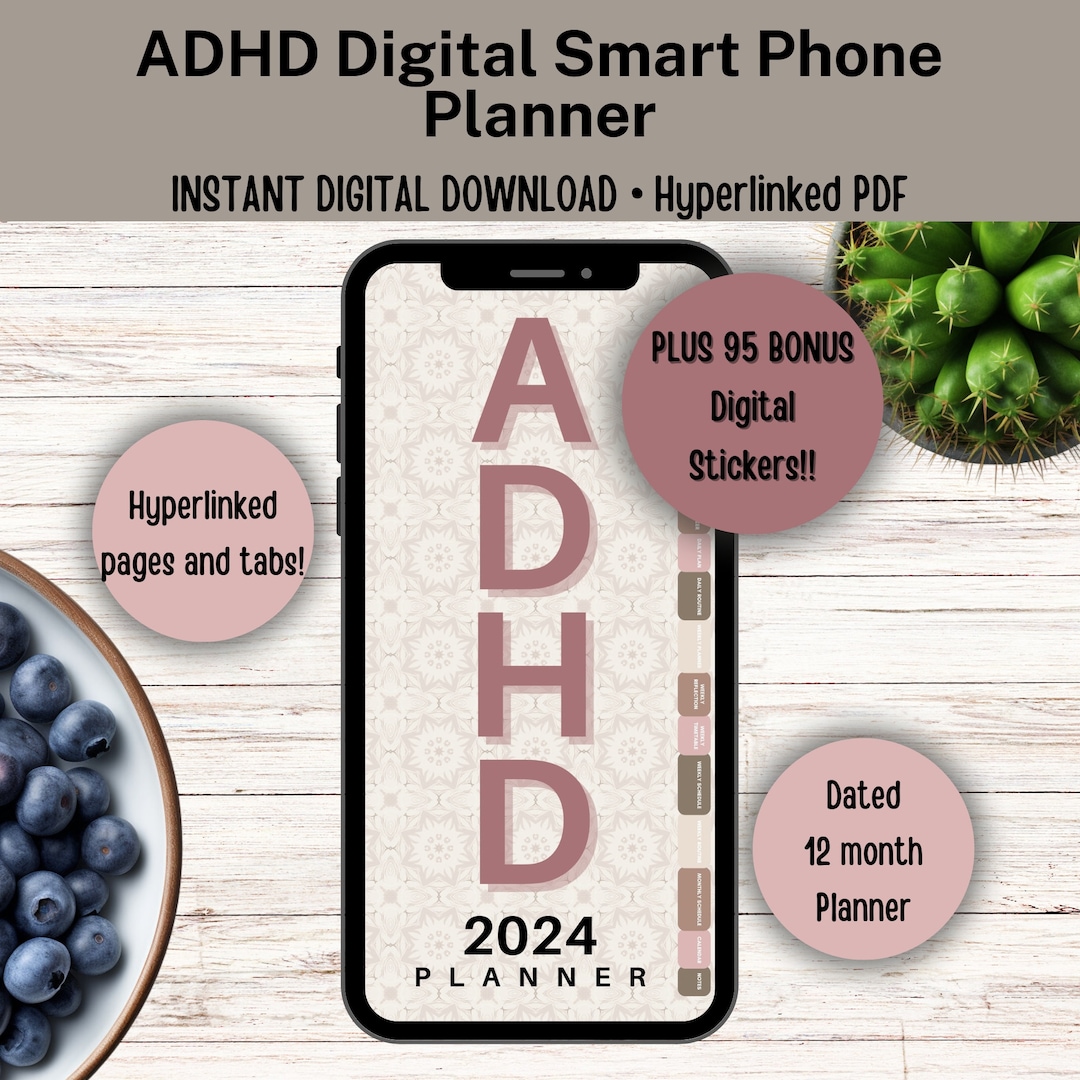 ADHD Digital Planner for Smart Phone, Hyperlinked Index, ADHD Planner ...