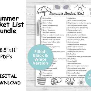 Summer Bucket List for Kids, Bucket List Printable, Summer Bucket List ...