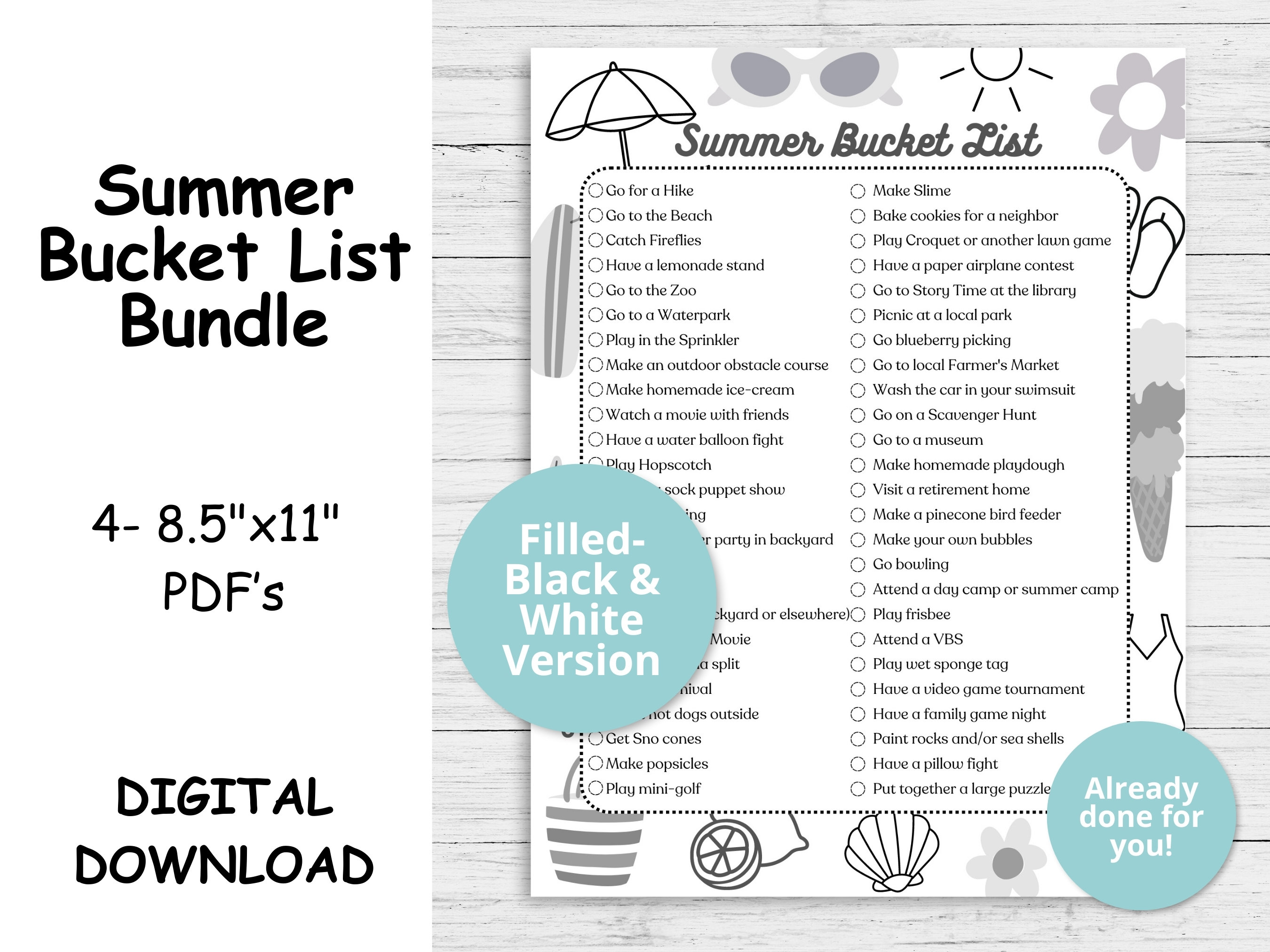 Summer Bucket List for Kids, Bucket List Printable, Summer Bucket List ...