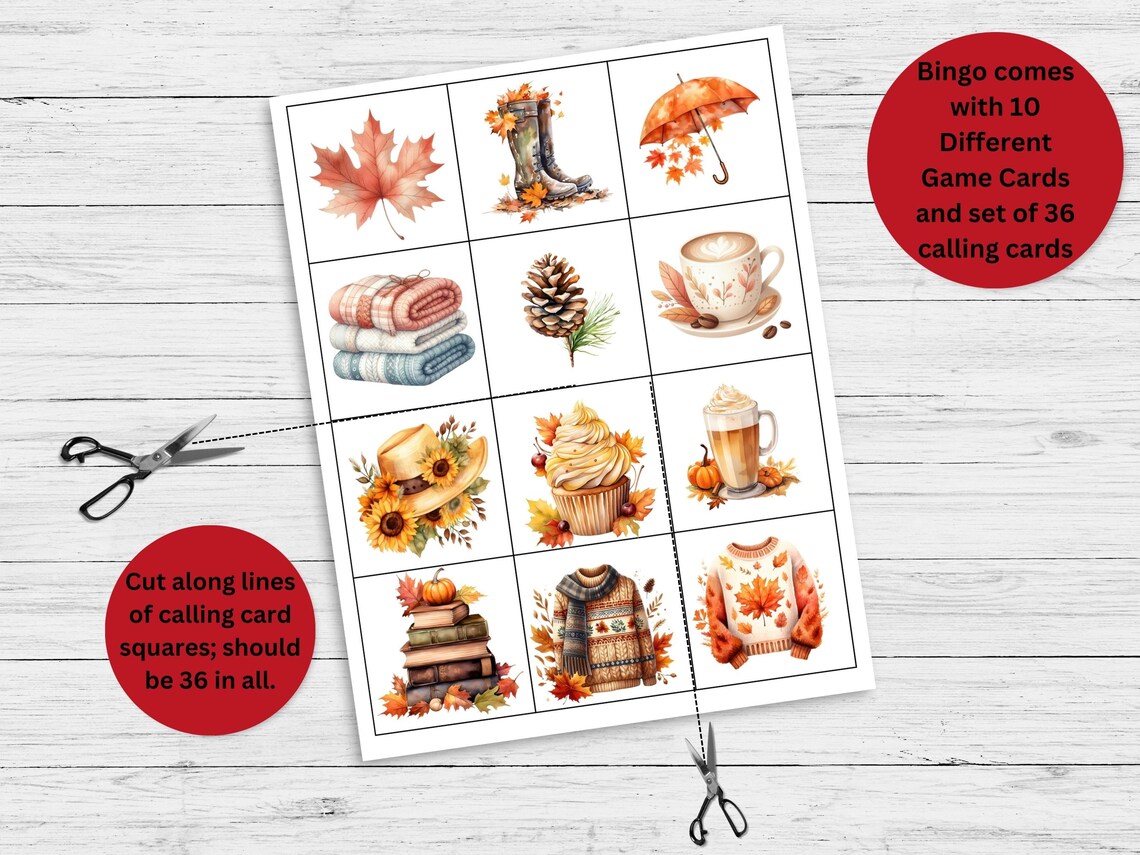 Fall Bingo Game, Fall Activity, Activity for Adults & Kids, Harvest ...