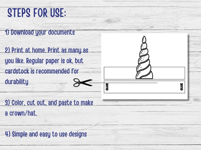Unicorn Horn Paper Crowns, Unicorn Craft for Kids, Paper Crowns, Cut ...