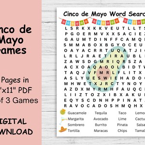 Cinco De Mayo Printable Game Bundle Bingo Word-search I-spy Games for ...