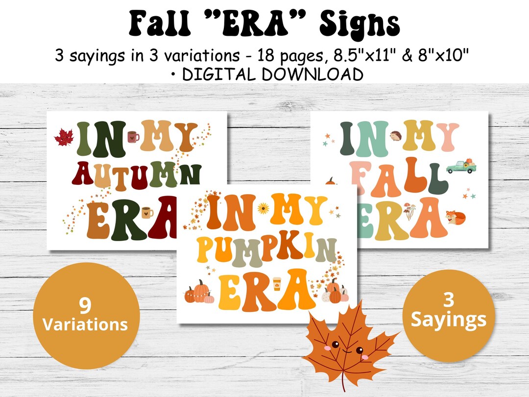 Fall Era Signs, in My Pumpkin Era Sign, Autumn Signs, Fall Signs ...