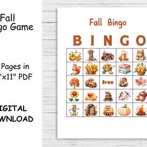 Fall Bingo Game, Fall Activity, Activity for Adults & Kids, Harvest ...