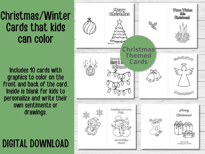 Kids Christmas Colorable Cards, Christmas Cards, Winter Coloring Page ...