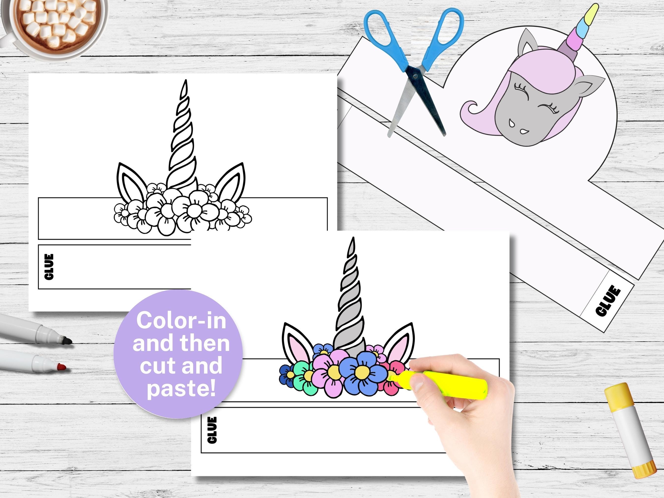 Unicorn Horn Paper Crowns, Unicorn Craft for Kids, Paper Crowns, Cut ...
