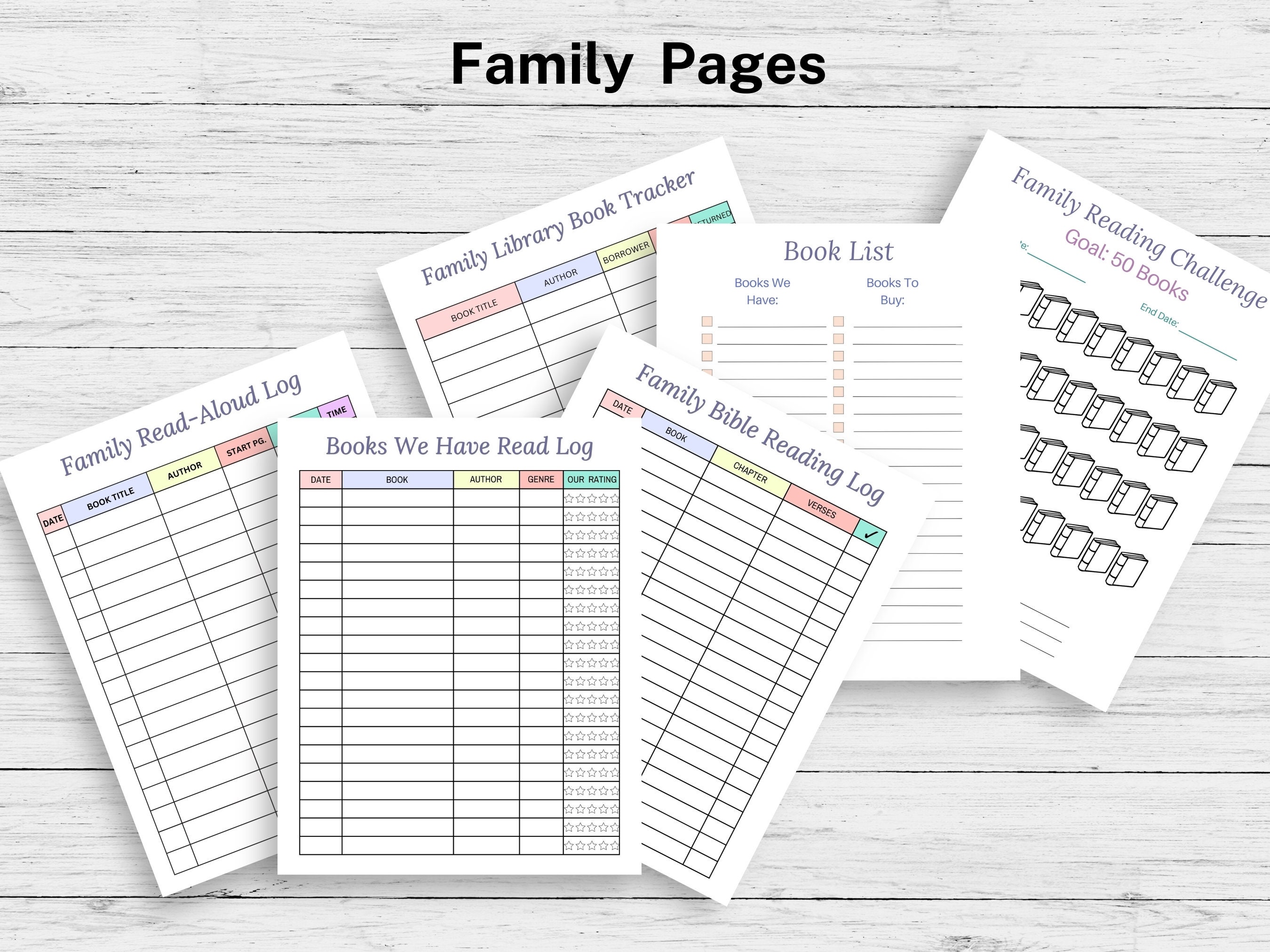 Family Reading Tracker, Family Reading Logs, Family Reading Challenge ...