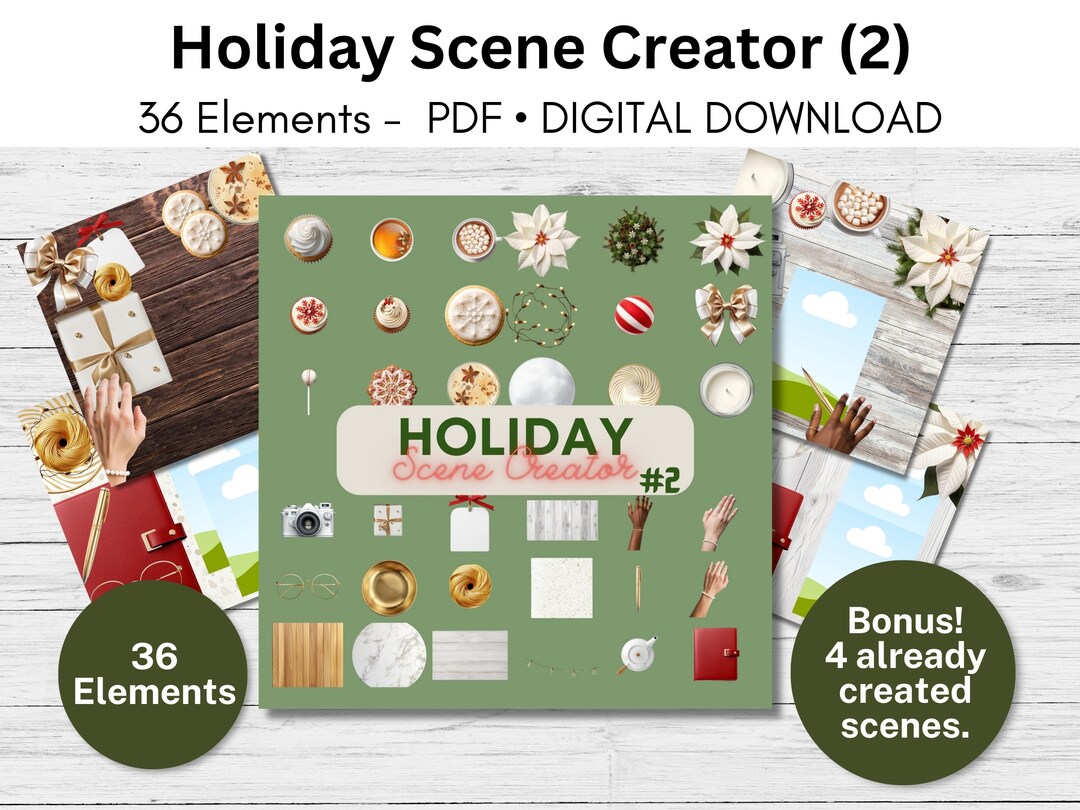 Holiday Scene Creator Bundle, Top View Scene Creator Elements, Holiday ...