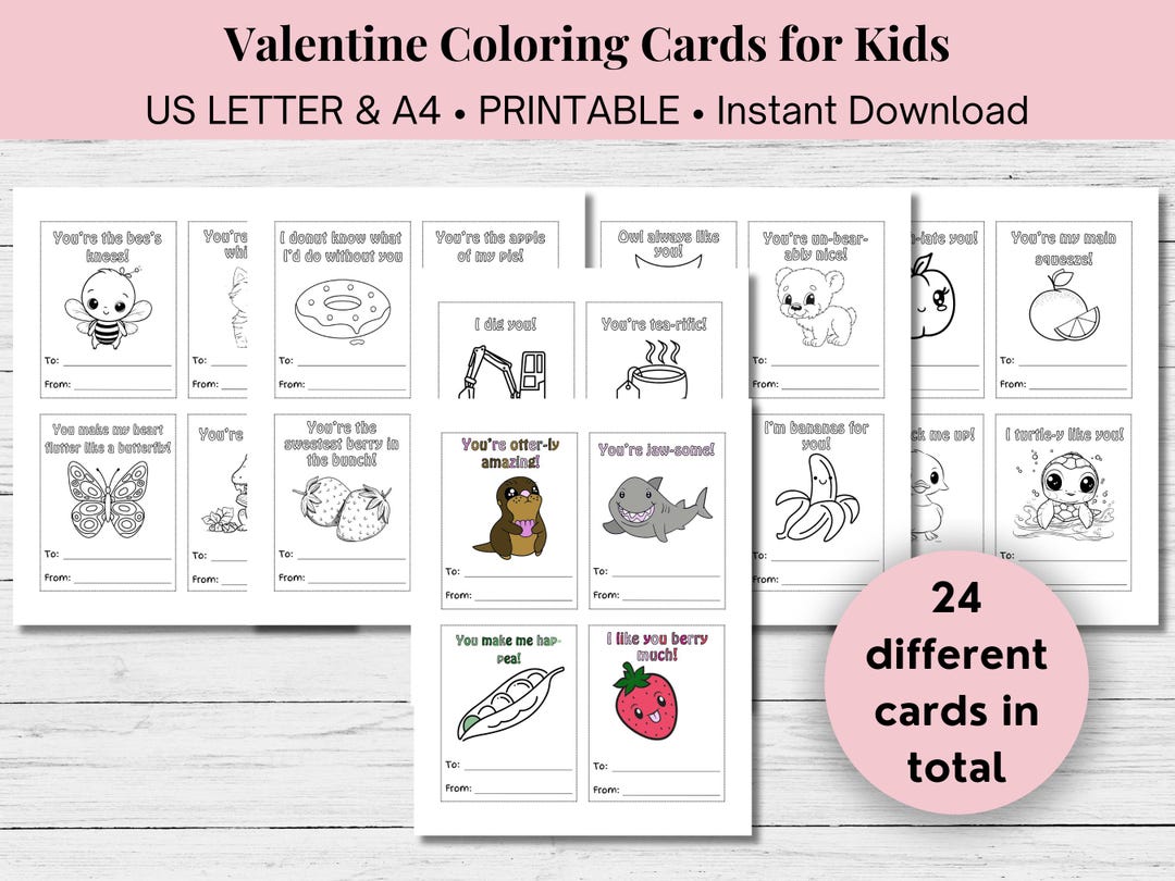 Coloring Valentines Day Cards Printable, Funny Kids Valentines ...