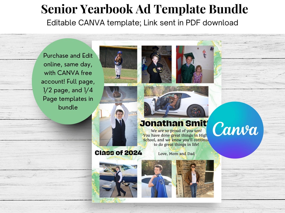 Senior Yearbook Ad Template Multiple Sizes, Full Page Yearbook Ad ...