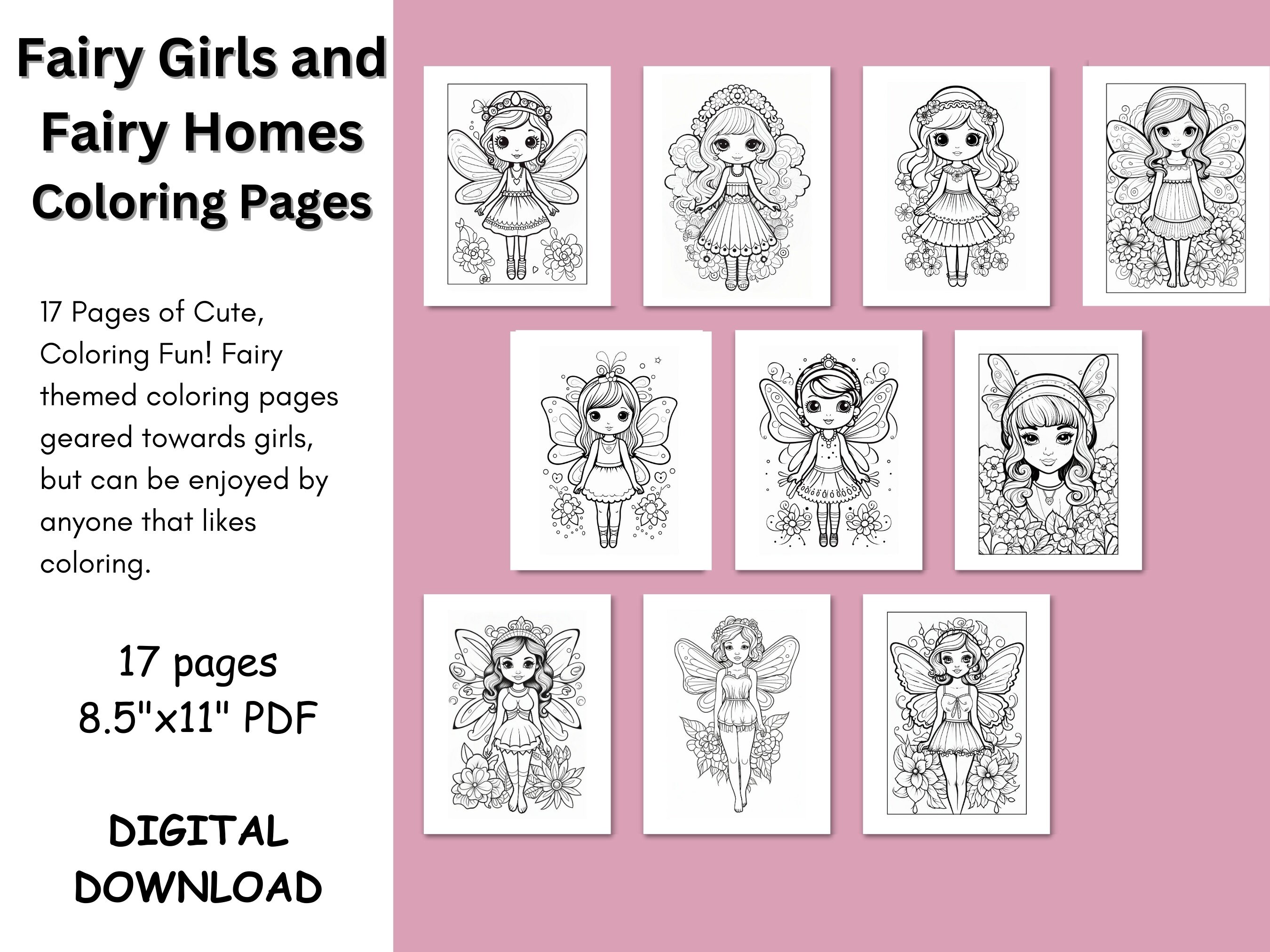 Fairy Girls Coloring Pages, Fairy and Mushroom Homes Coloring Pages ...