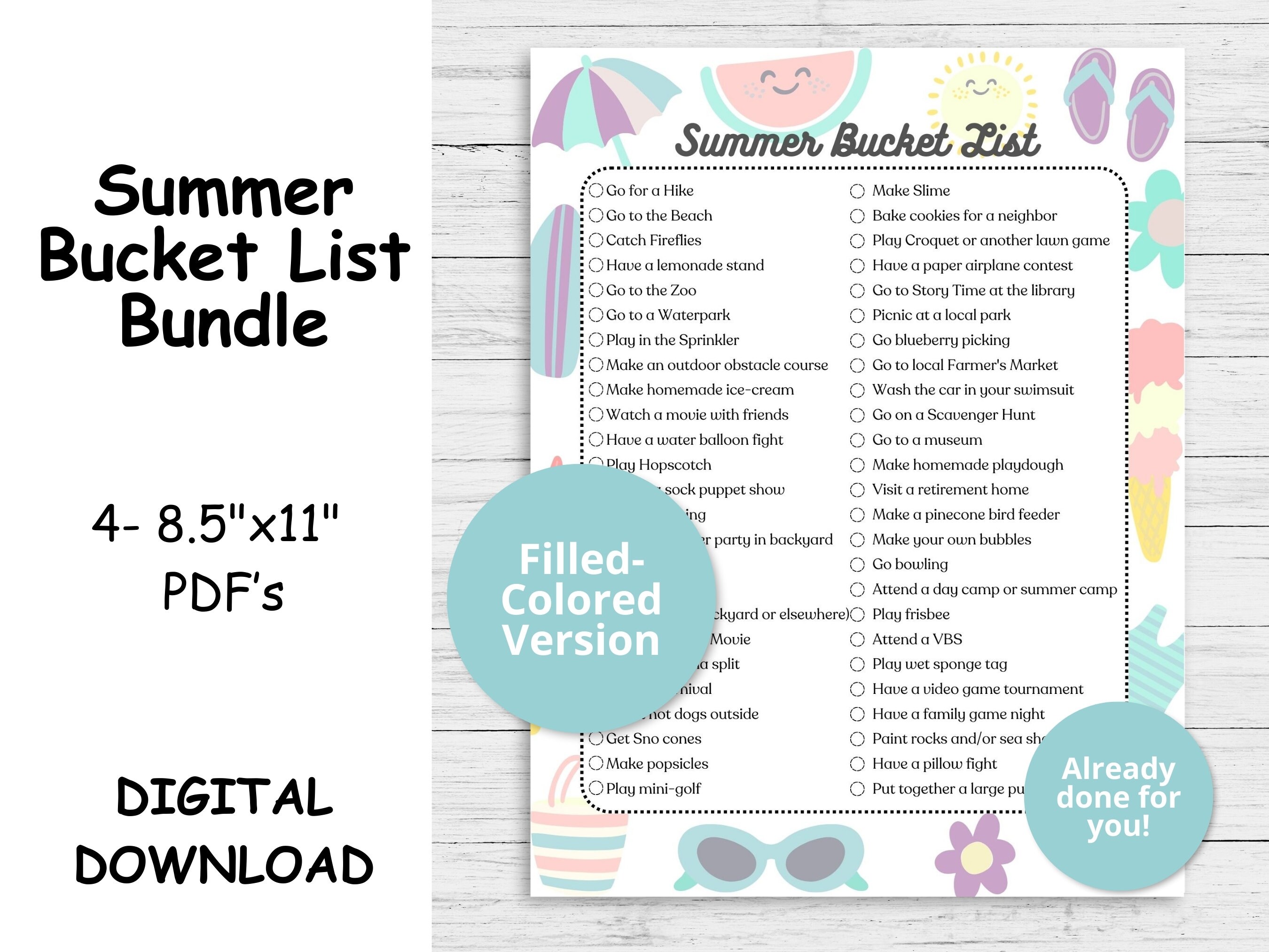 Summer Bucket List for Kids, Bucket List Printable, Summer Bucket List ...