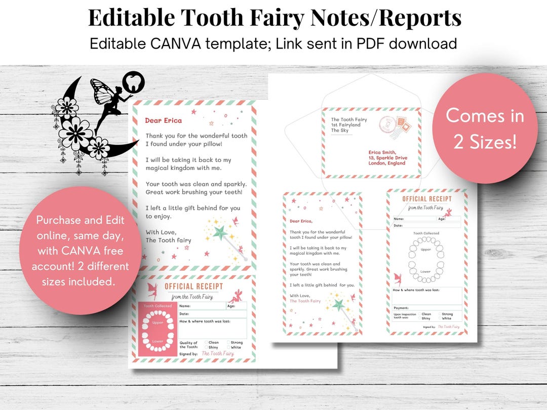 Editable Tooth Fairy Note, Tooth Fairy Report, Tooth Fairy Printable ...