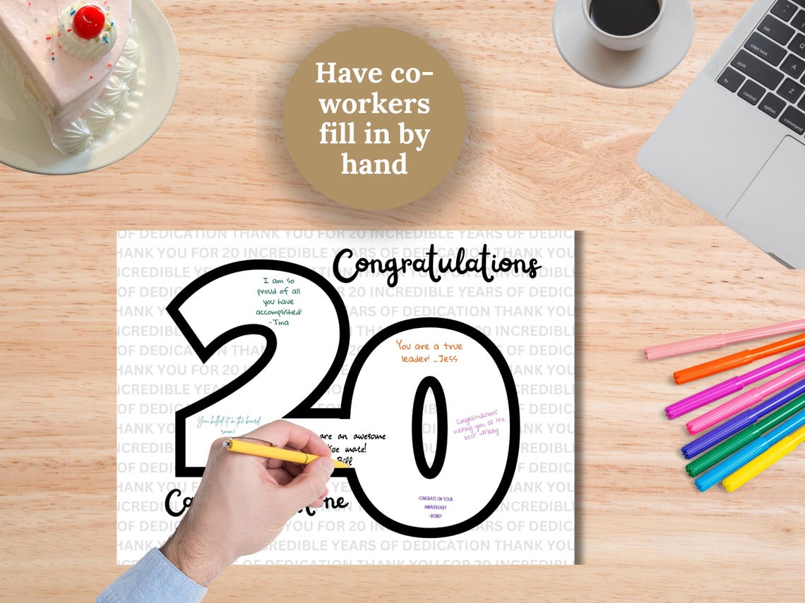 20th Work Anniversary Personalized Gift, 20th Workiversary Card ...