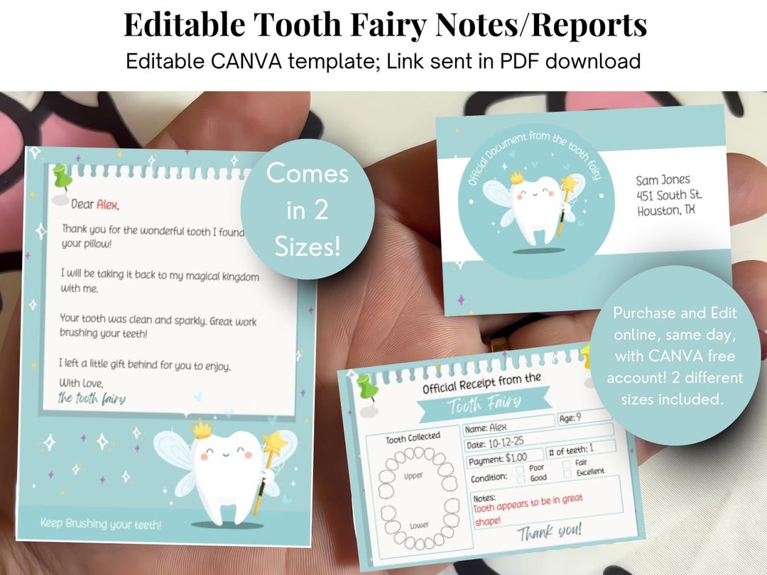 Editable Tooth Fairy Note, Tooth Fairy Report, Tooth Fairy Printable ...