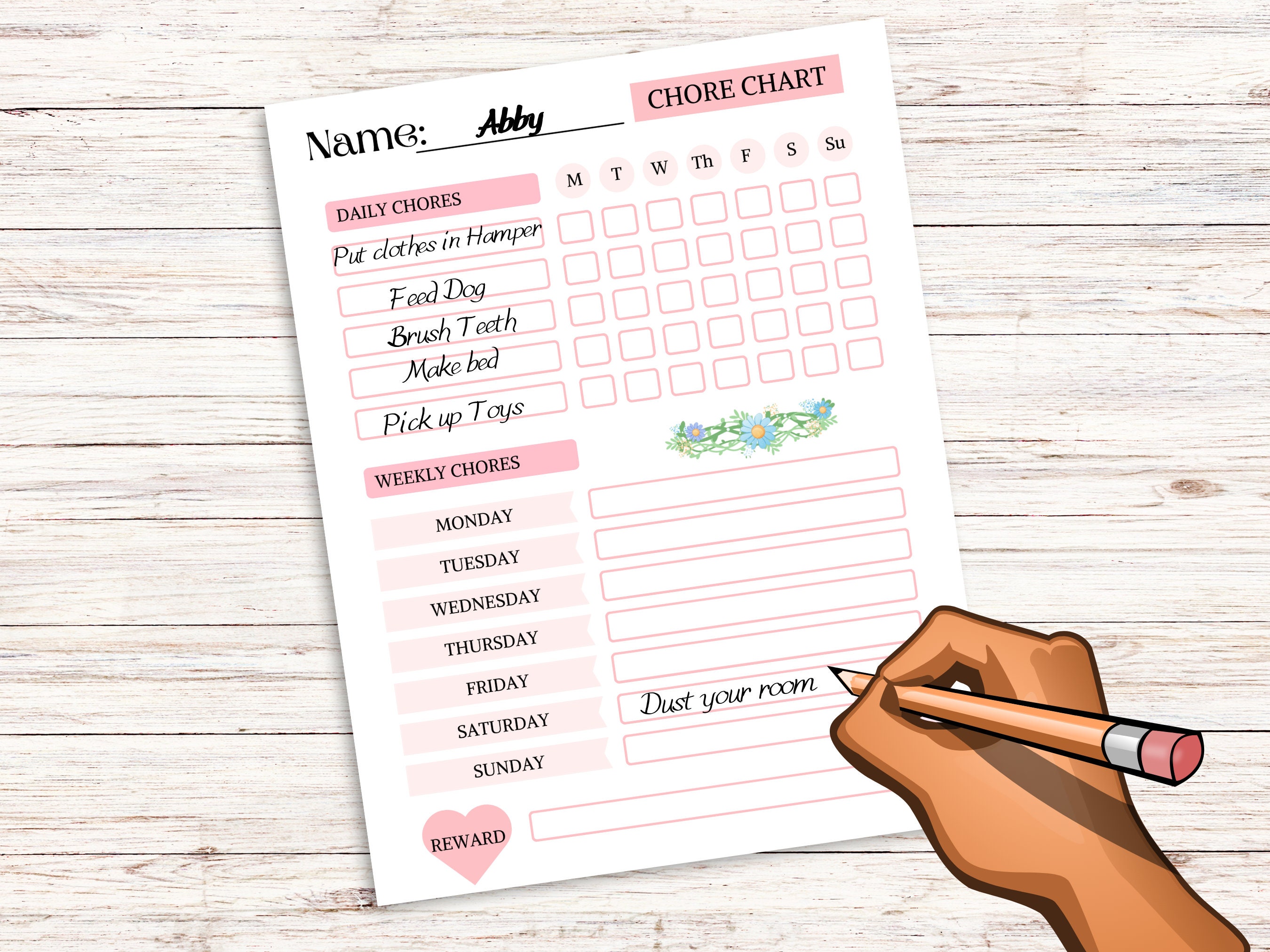 Kid's Printable Chore Chart-pink Ballerina Bunny Chore Chart for Girls ...