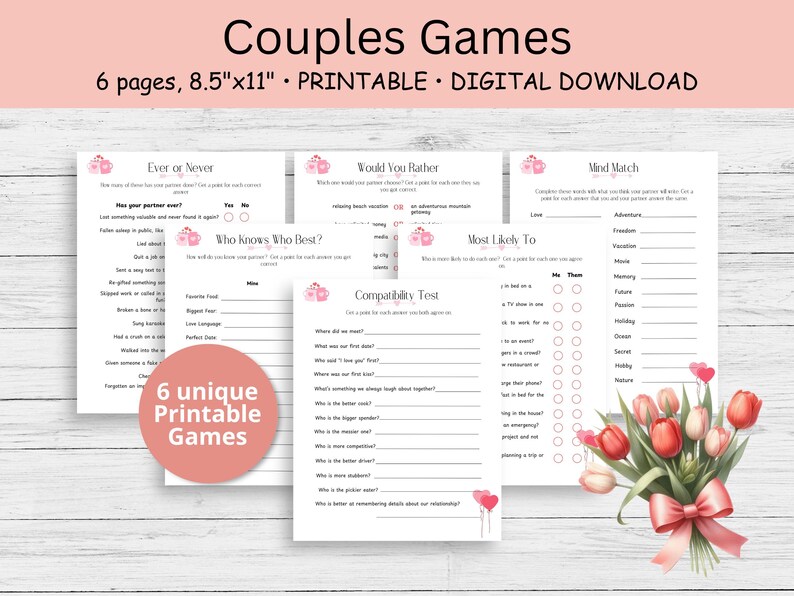 Couple Games Printable, Date Night Games, Marriage Anniversary Games ...