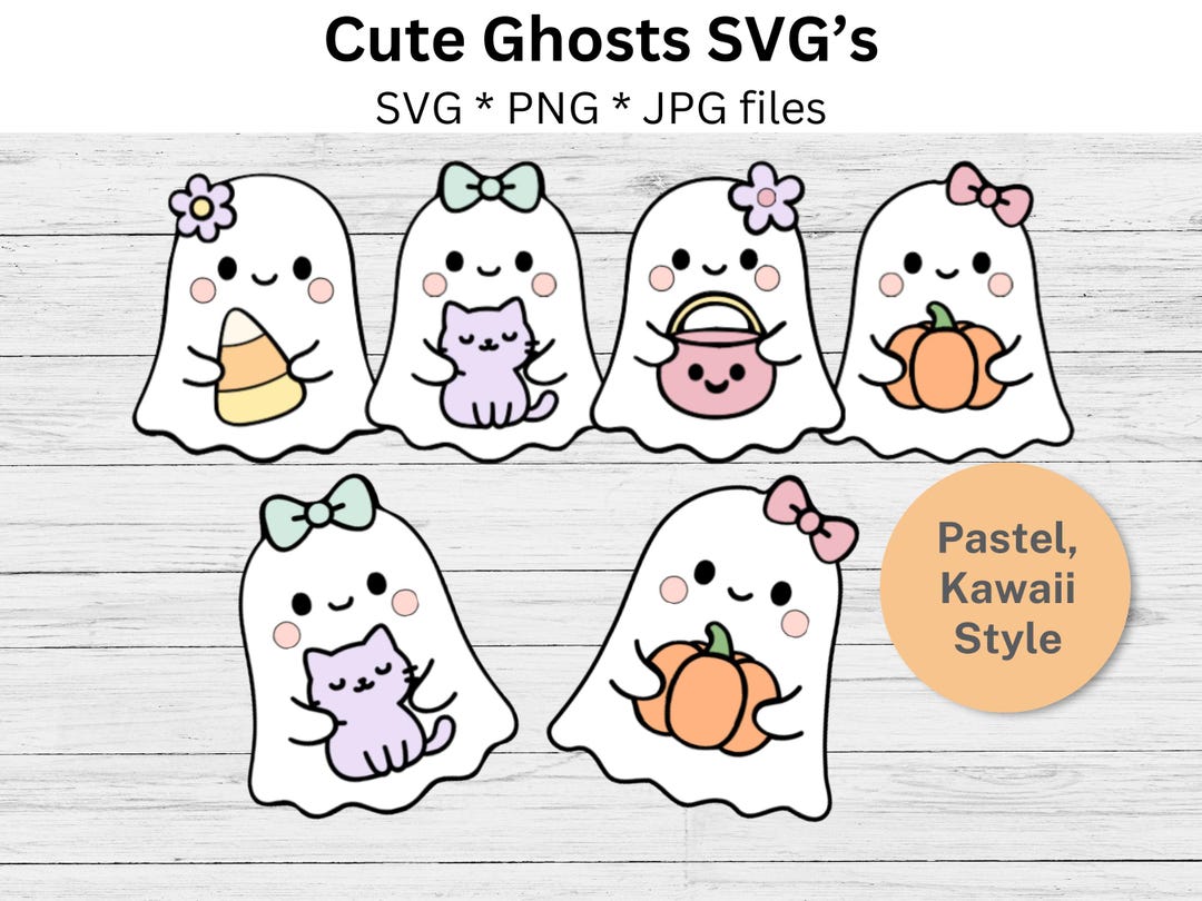 Cute Ghost SVG Cut Files, Cute Ghosts for Cutting Machine Crafts ...