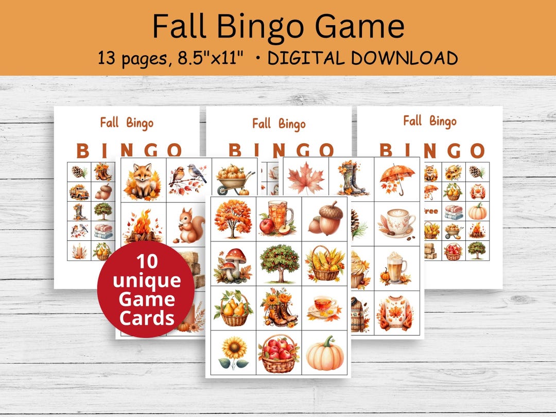 Fall Bingo Game, Fall Activity, Activity for Adults & Kids, Harvest ...