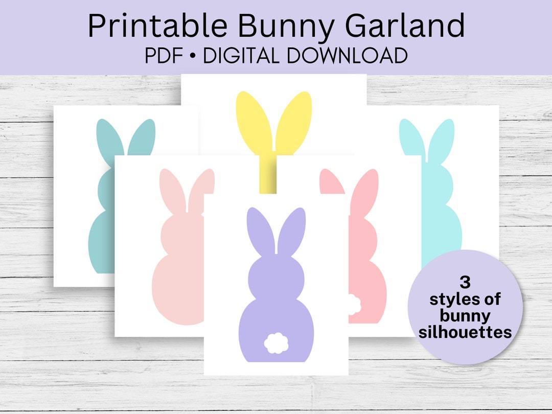 Bunny Garland Printable, Easter Decoration, Spring Holiday Decoration ...
