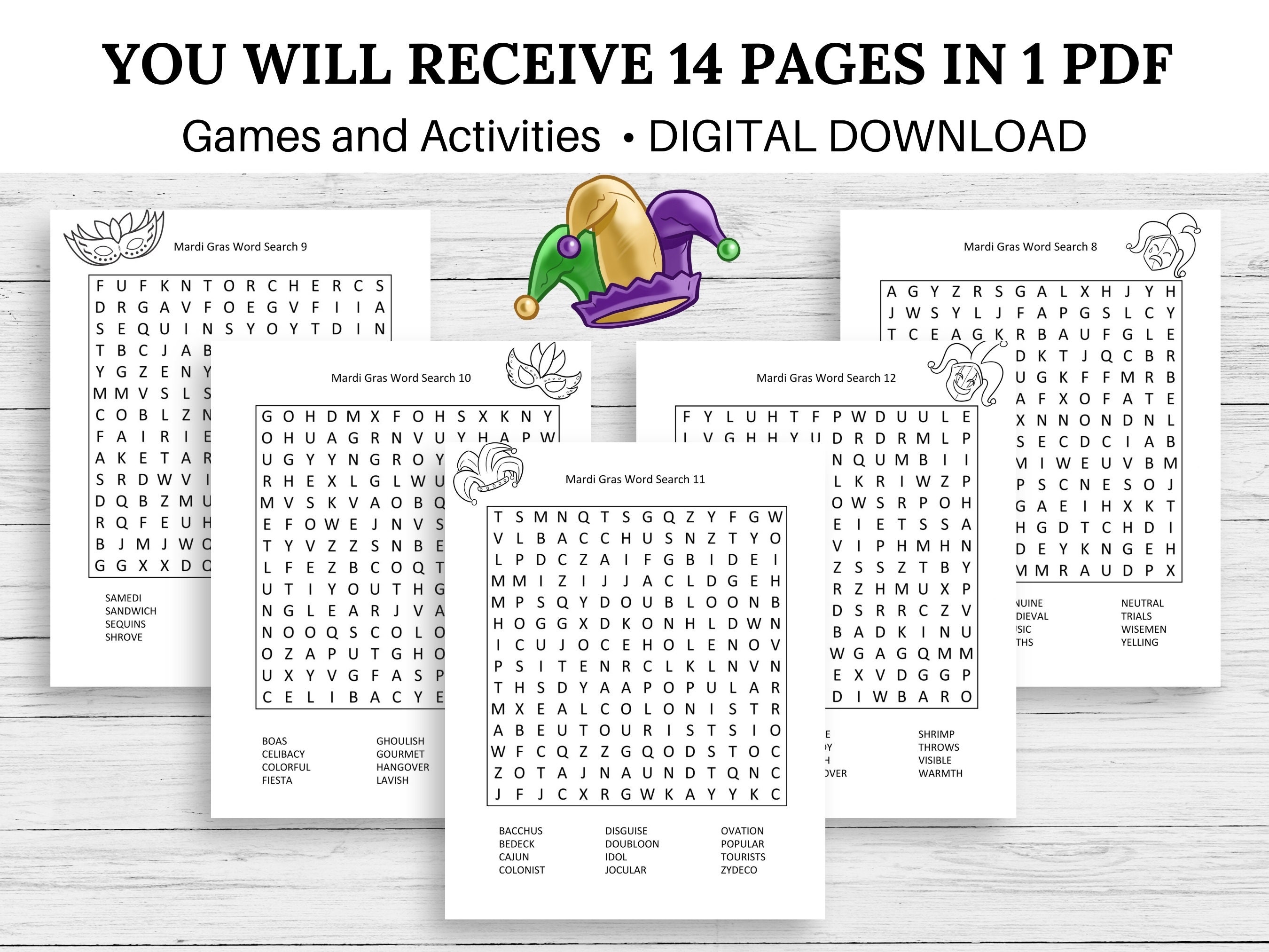 Mardi Gras Word Search Games, Mardi Gras Party Games, Mardi Gras ...