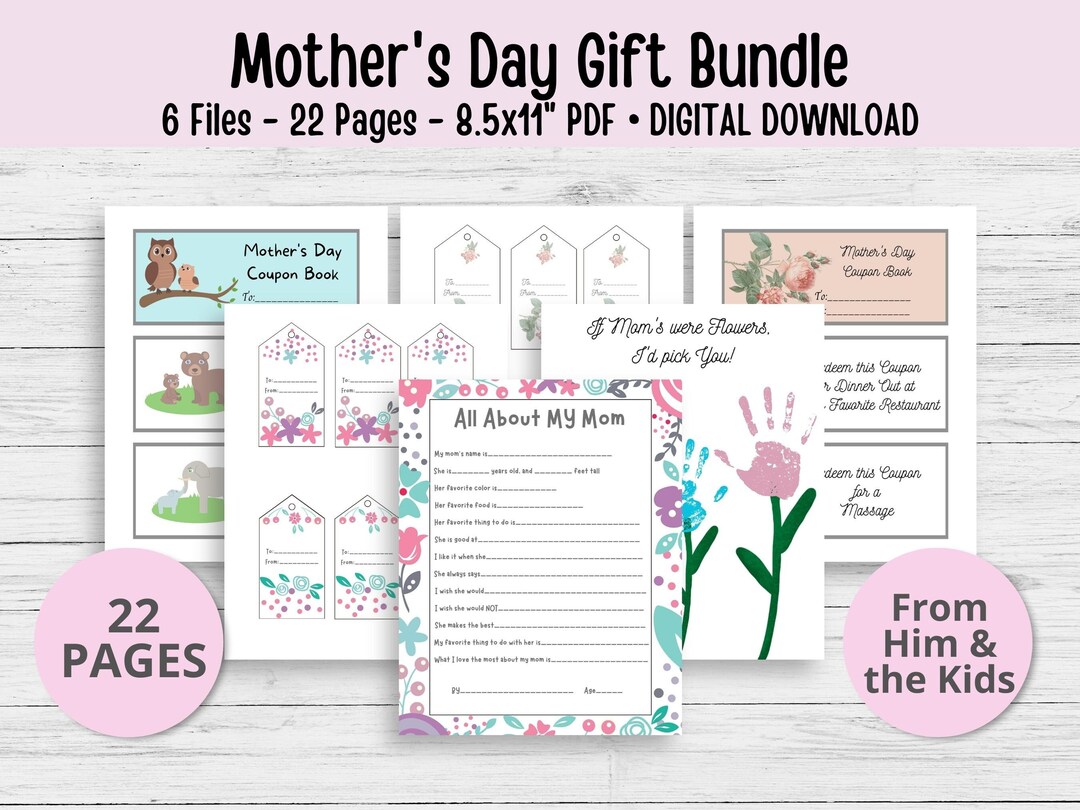 Mother's Day Gift Bundle, Instant Download, Keepsake From Kids, Kids ...