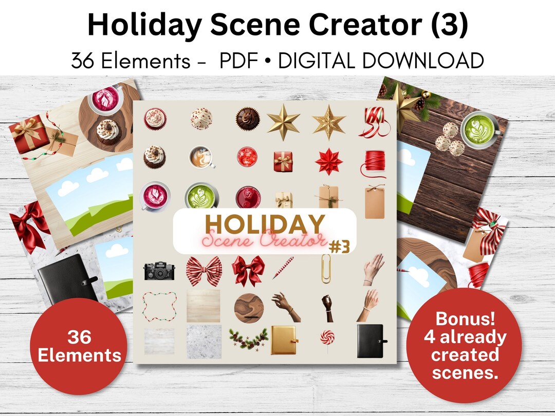 Holiday Scene Creator Bundle, Top View Scene Creator Elements, Holiday ...