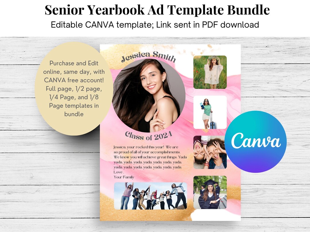 Senior Yearbook Ad Template Bundle, Full Page Yearbook Ad, Templates ...