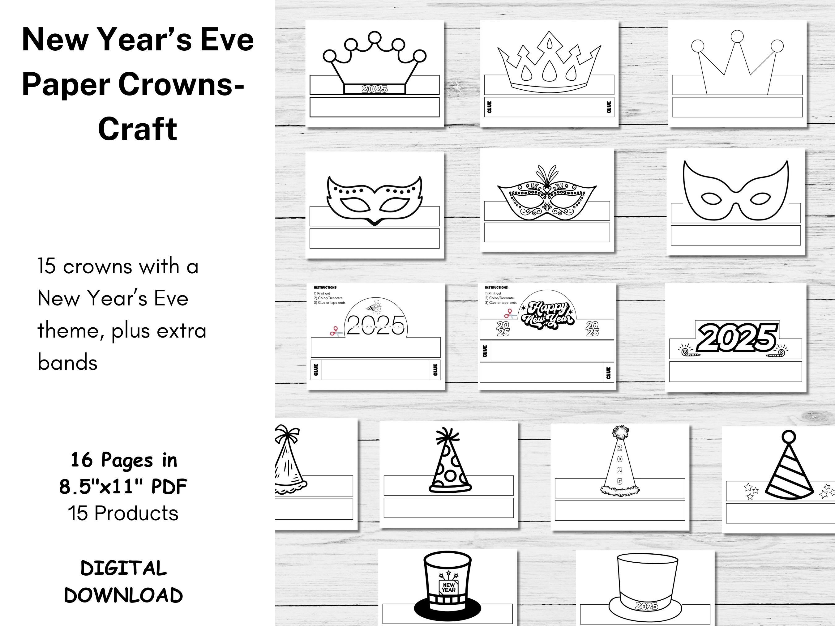 New Year's Eve Crowns, NYE Craft for Kids, New Year's Printable ...
