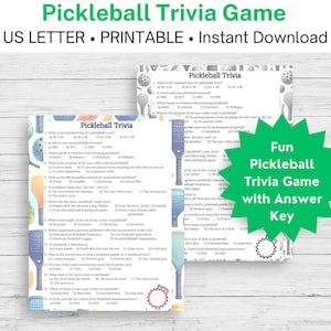 Pickleball Trivia Game, Printable Pickleball Game, Pickleball Activity ...