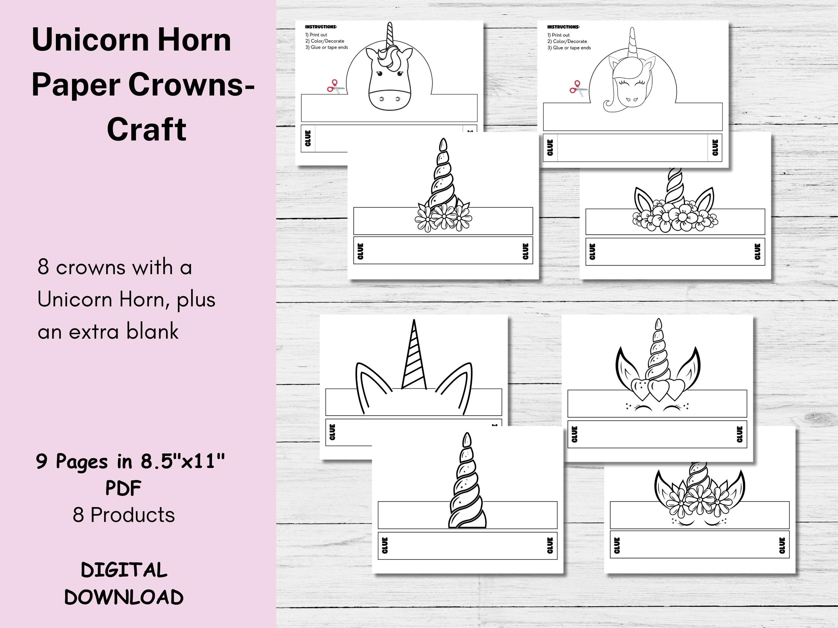 Unicorn Horn Paper Crowns, Unicorn Craft for Kids, Paper Crowns, Cut ...