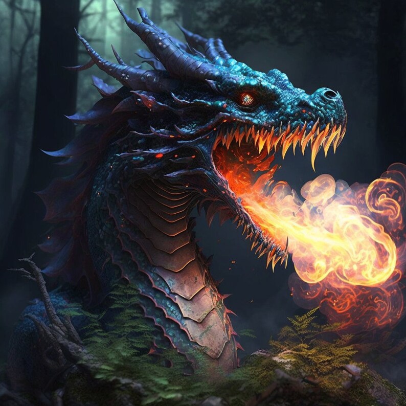 Crazy Dragon Printable Artwork for Canvas and Clothing Great - Etsy Canada