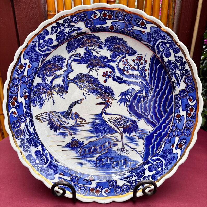 14” Vintage Scalloped Imari Platter With Gilt Detailing - Etsy