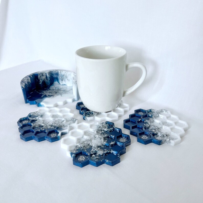 ORIGINAL Handmade Honey Bee Coasters Set of 4 Coasters & Holder ...