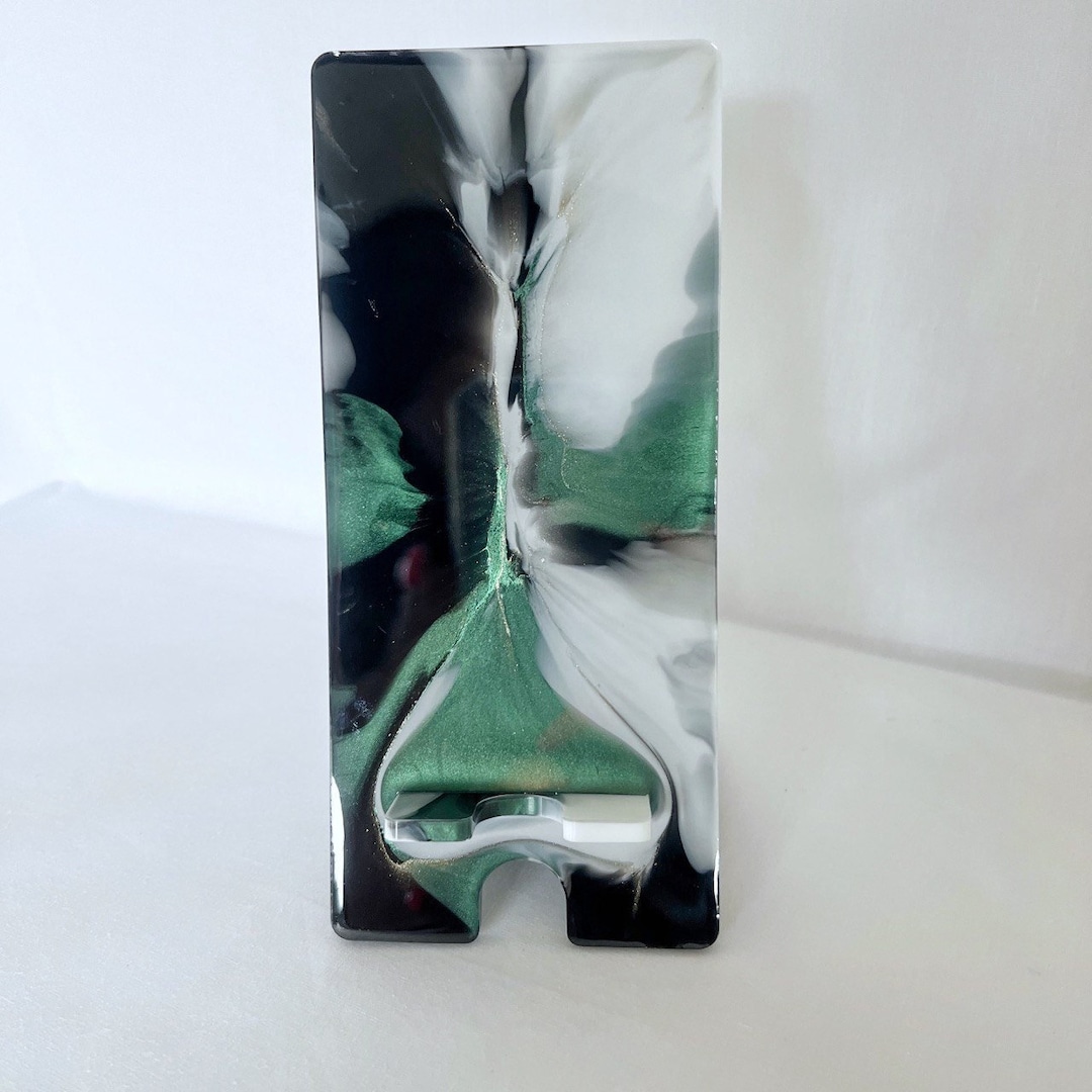 Handmade Phone Holder Stand With Charging Hole - Custom, Resin Art ...