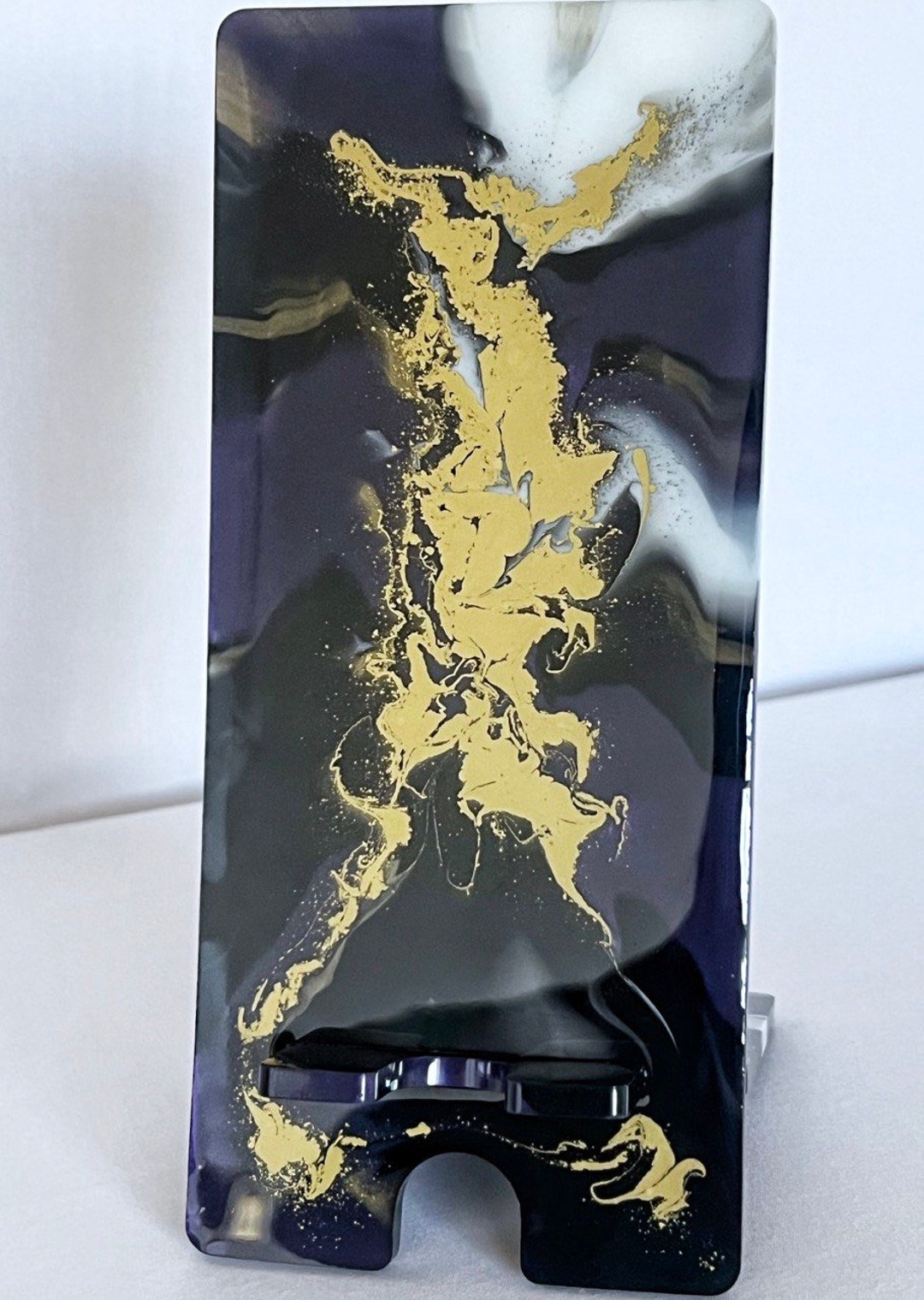 Handmade Phone Holder Stand With Charging Hole - Custom, Resin Art ...