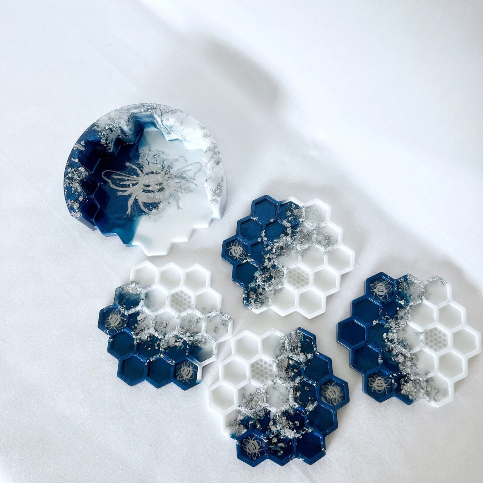 ORIGINAL Handmade Honey Bee Coasters Set of 4 Coasters & Holder ...