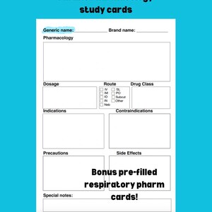 Fillable Pharmacology Study Cards - Etsy