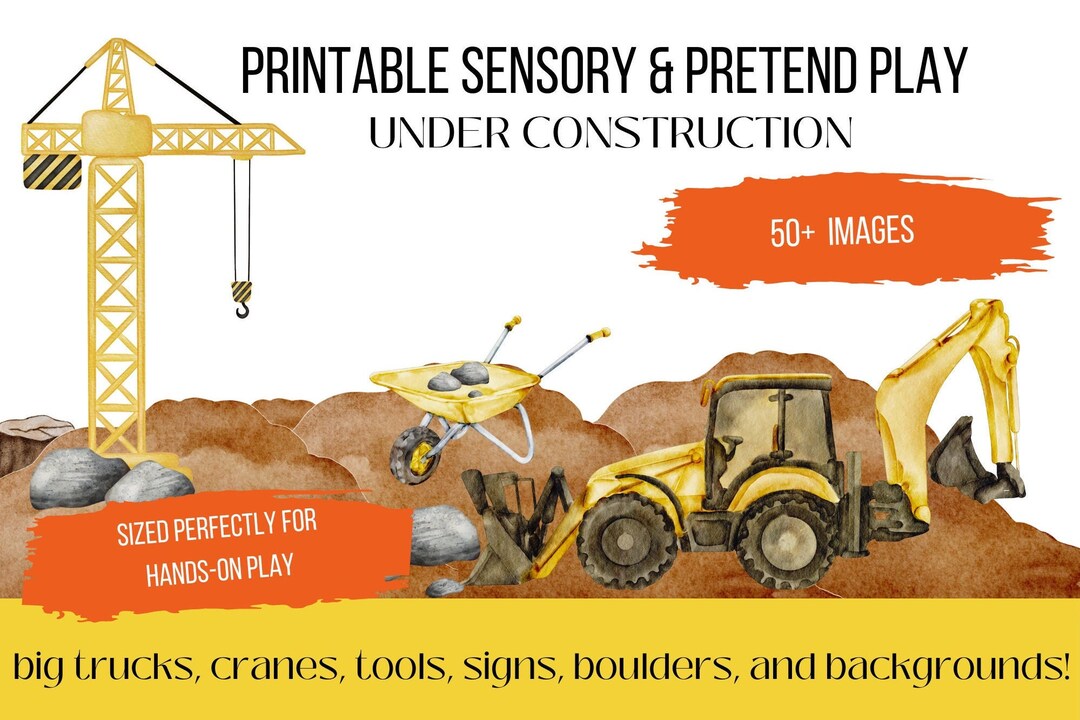Construction Theme Printable Images for Pretend Play and Sensory Bins ...