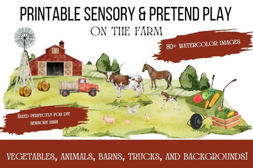 Farm Theme Printable Images for Pretend Play and Sensory Bins - Etsy