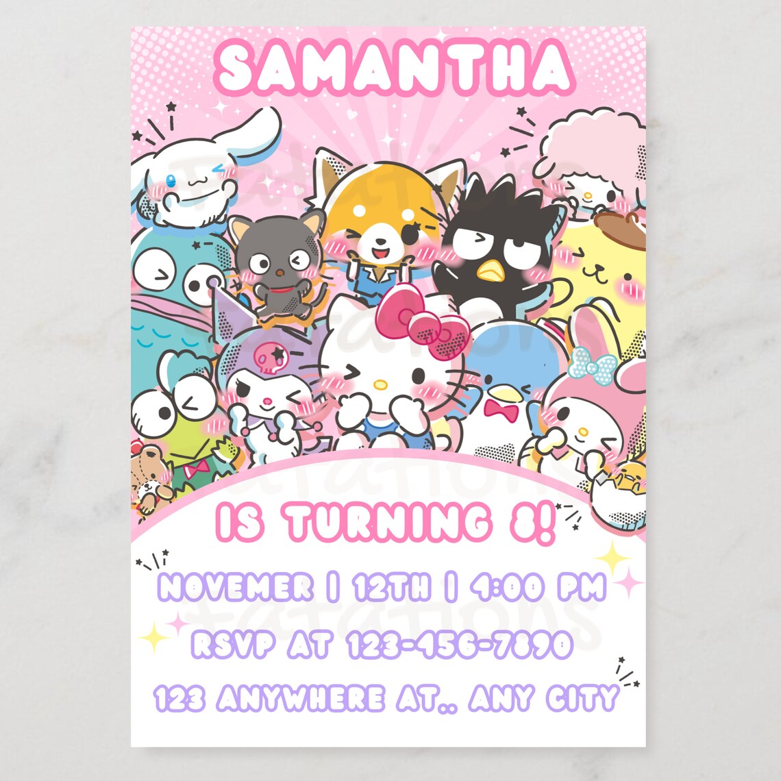 Kawaii Characters Kawaii Birthday Digital Editable File Cute Birthday ...