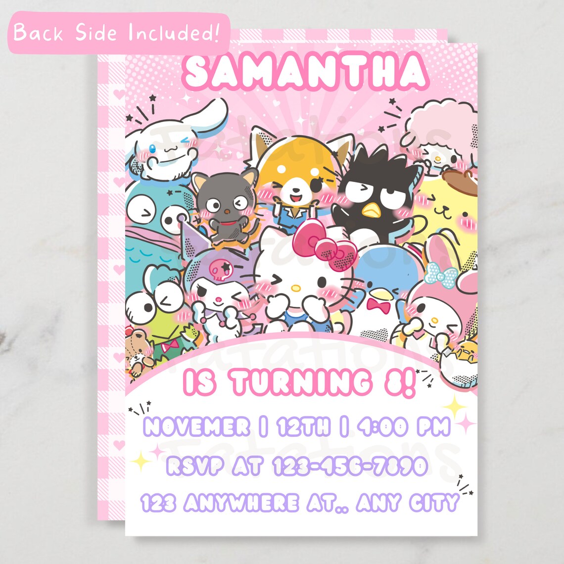 Kawaii Characters Kawaii Birthday Digital Editable File Cute Birthday ...