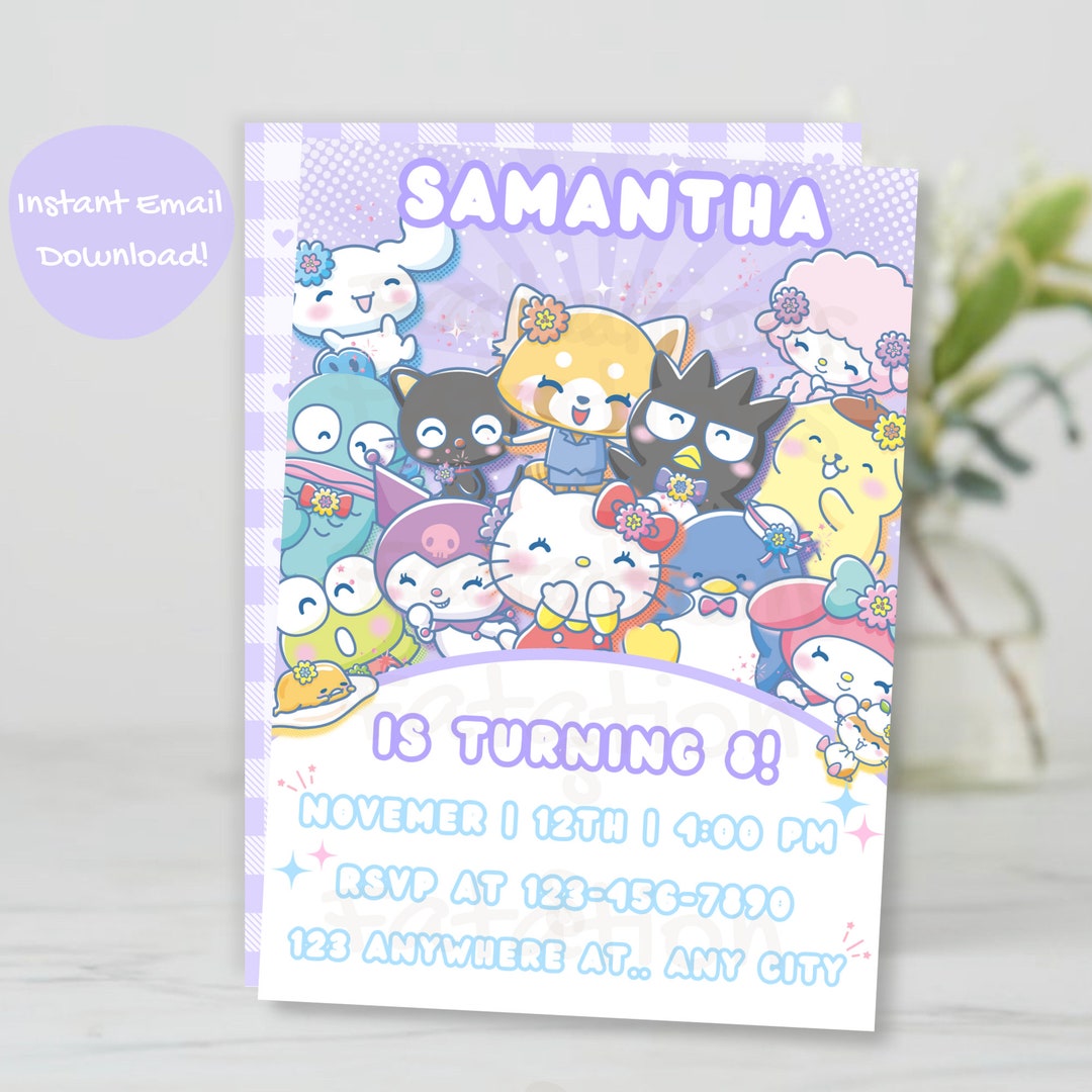 Kawaii Characters Kawaii Birthday Digital Editable File Cute Birthday ...