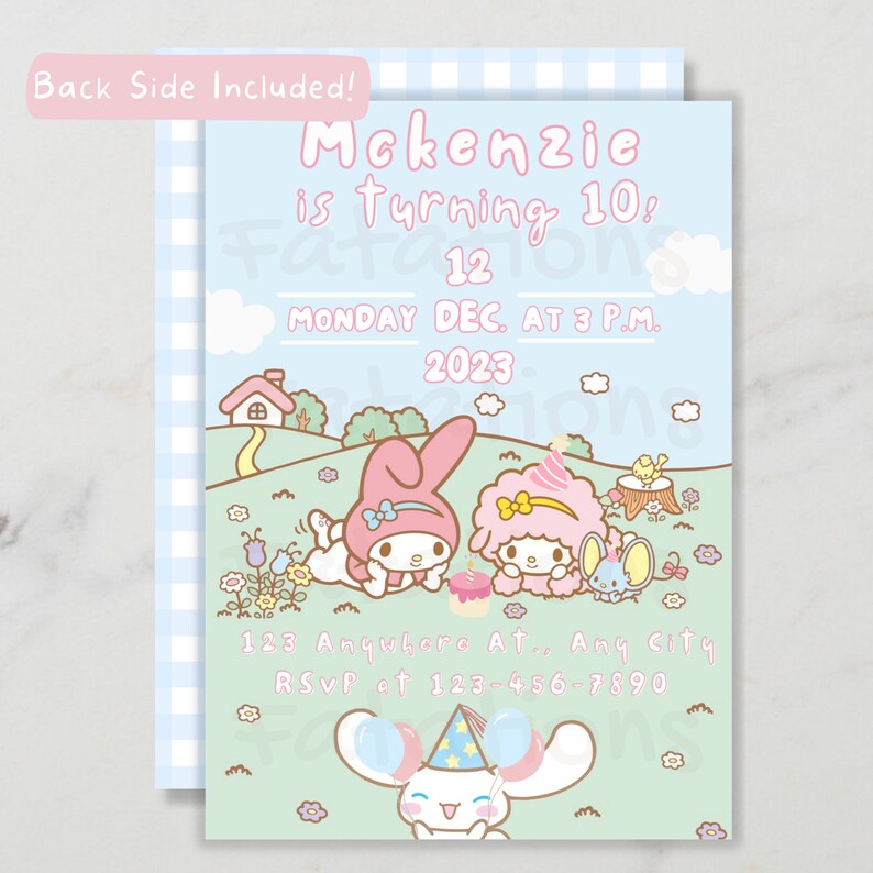 Kawaii Characters Kawaii Birthday Digital Editable File - Etsy