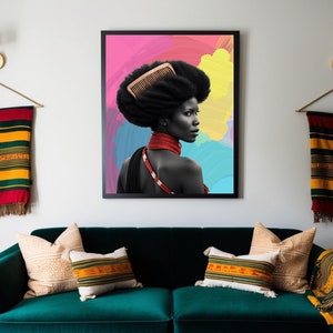 Black Woman Wall Art, African Art Print, Afro Wall Art, Black Hair Art, Women Poster, Barber ...