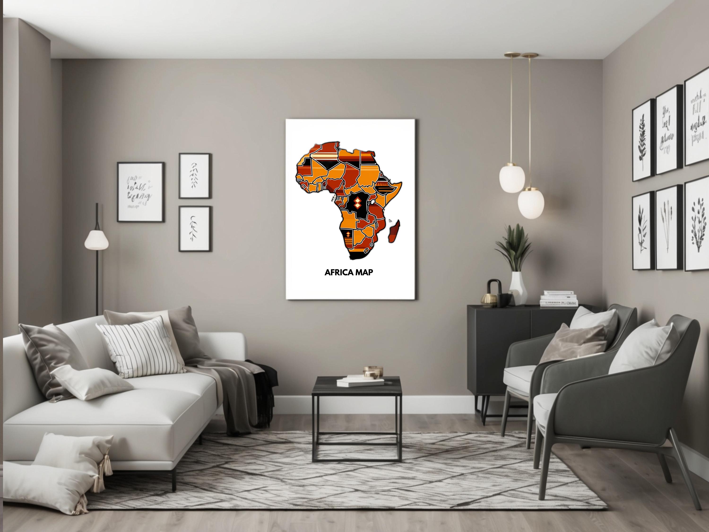 African Map Art, Tribal Wall Print, Afrocentric Decor, Digital Wall Art ...