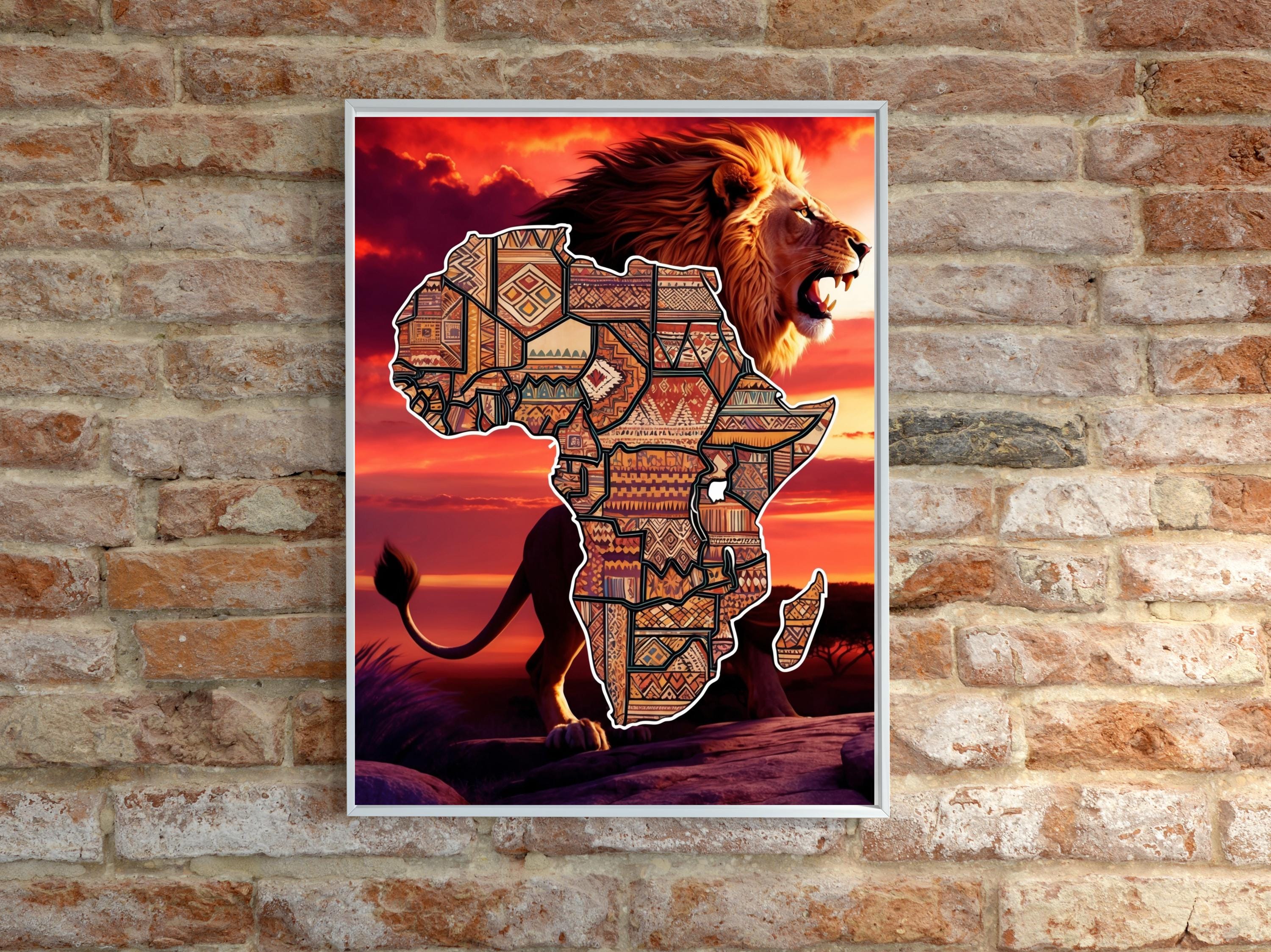 Africa Map | Africa Tribal Map | Africa Canvas | Africa Safari Wall Art ...