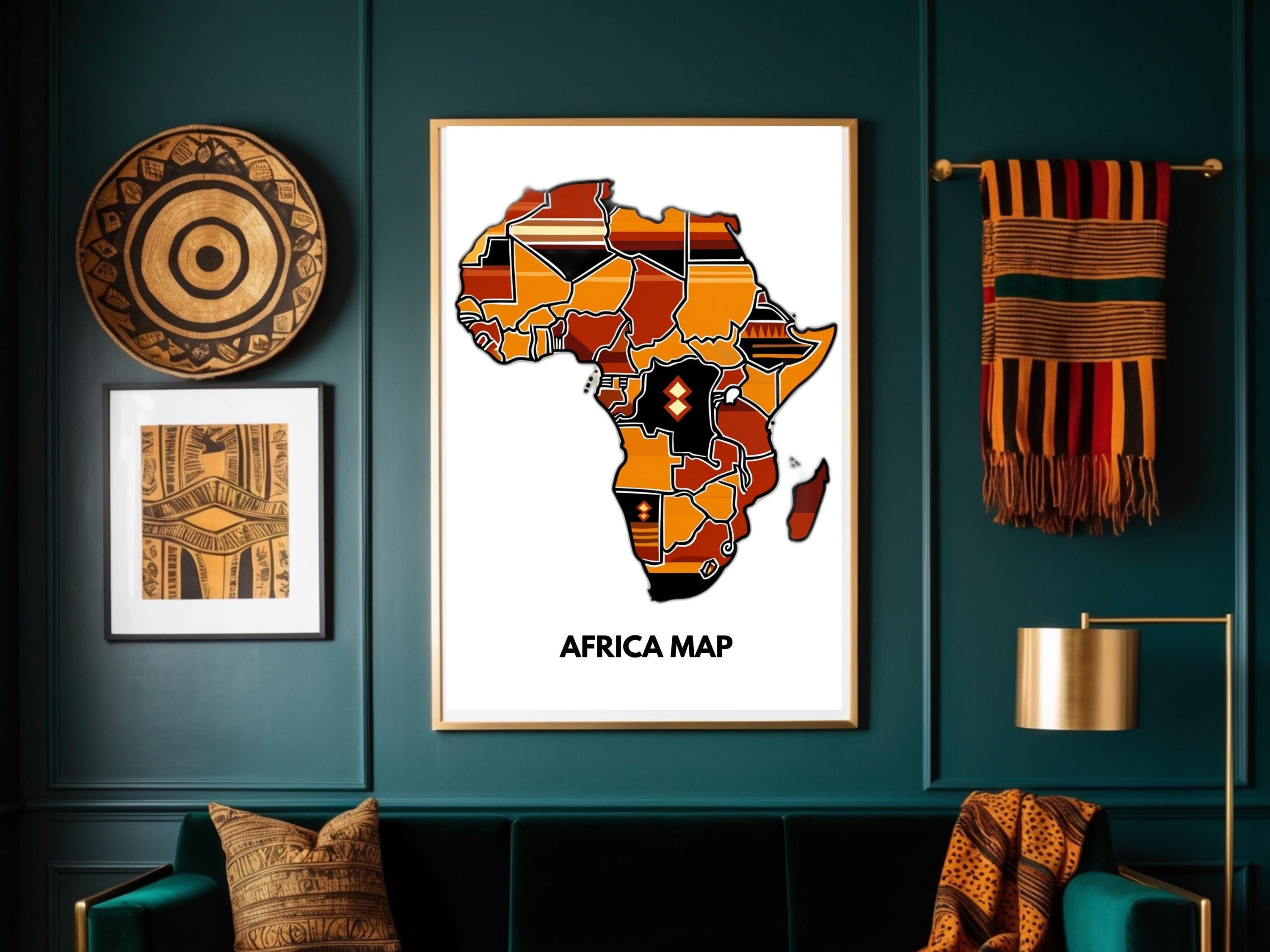 African Map Art, Tribal Wall Print, Afrocentric Decor, Digital Wall Art ...